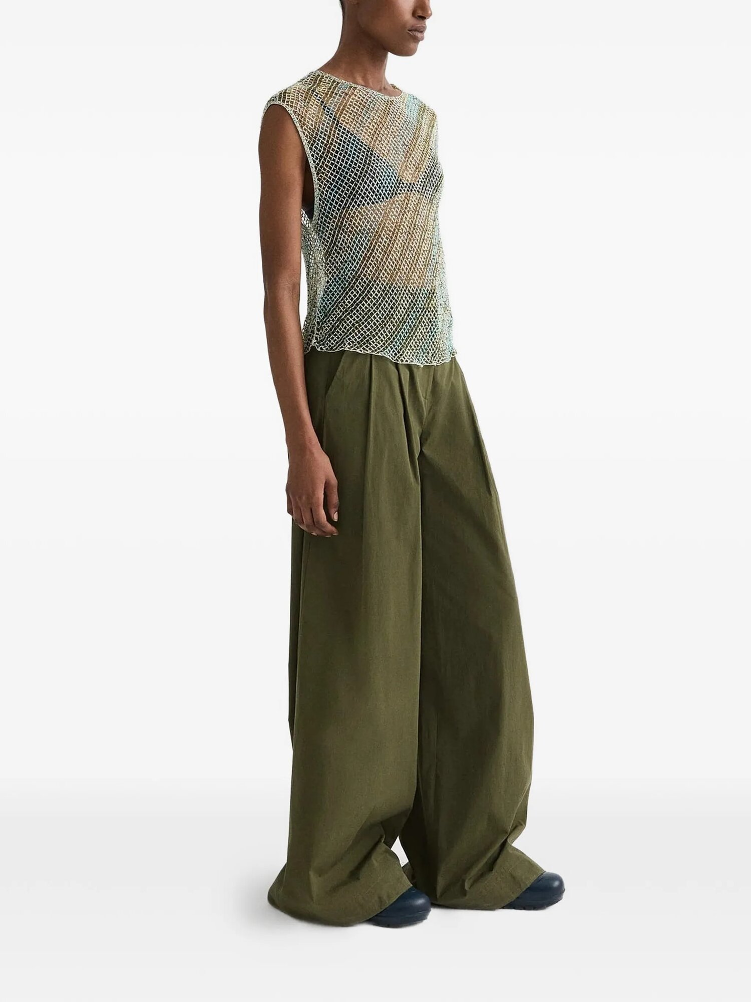 Топ TWP Bead-embellished mesh top, размер S, green — фото 1