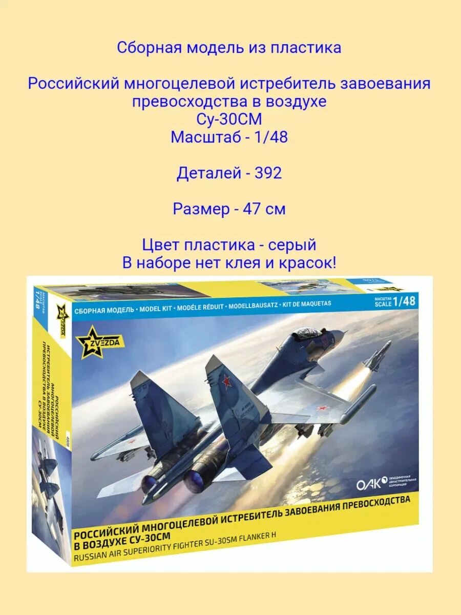 4808 Российский многоцелевой истребитель Су-30СМ 1/48