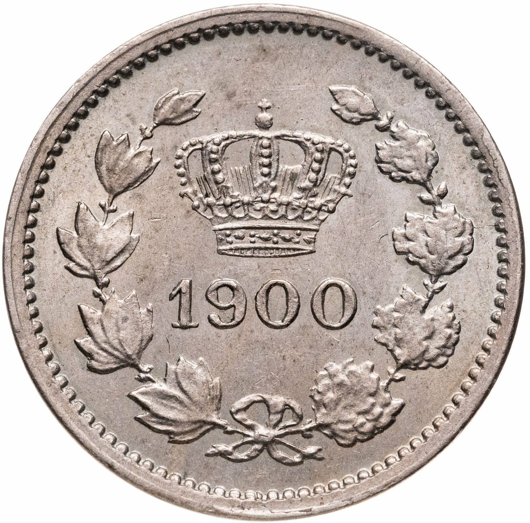 Румыния 10 банов bani 1900, Мельхиор медь-никель, в сохранности AU
