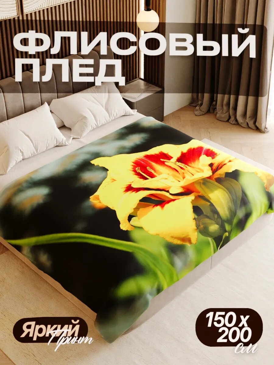 Плед флисовый 150х200 см мягкий теплый покрывало для дома