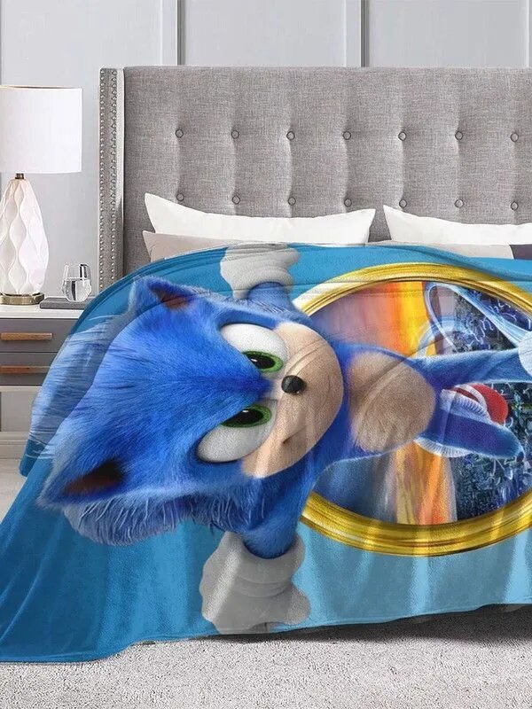 MXEB Плед с фотопринтом Sonic Пледы Соник , Фланель, 150 см х 125 см