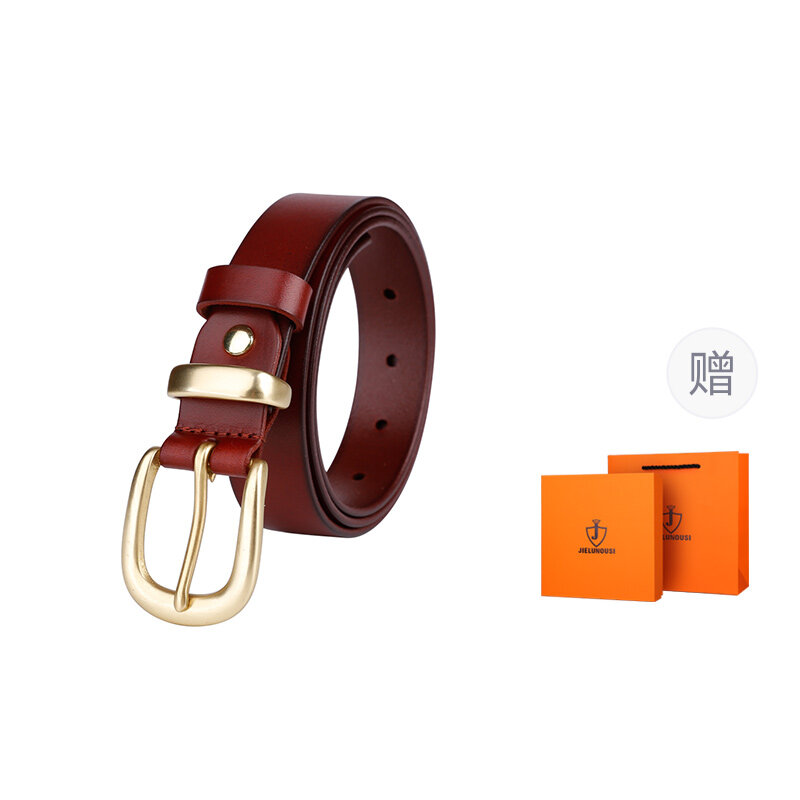 Jaylen Oos Pure Copper Pin Buckle Top Grain Cow Leather Leather Belts Women's 110cm