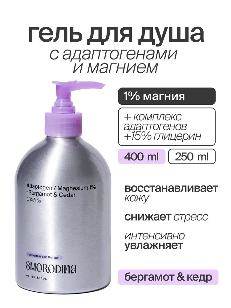 Гель для душа парфюмированный с адаптогенами и магнием, 400 мл