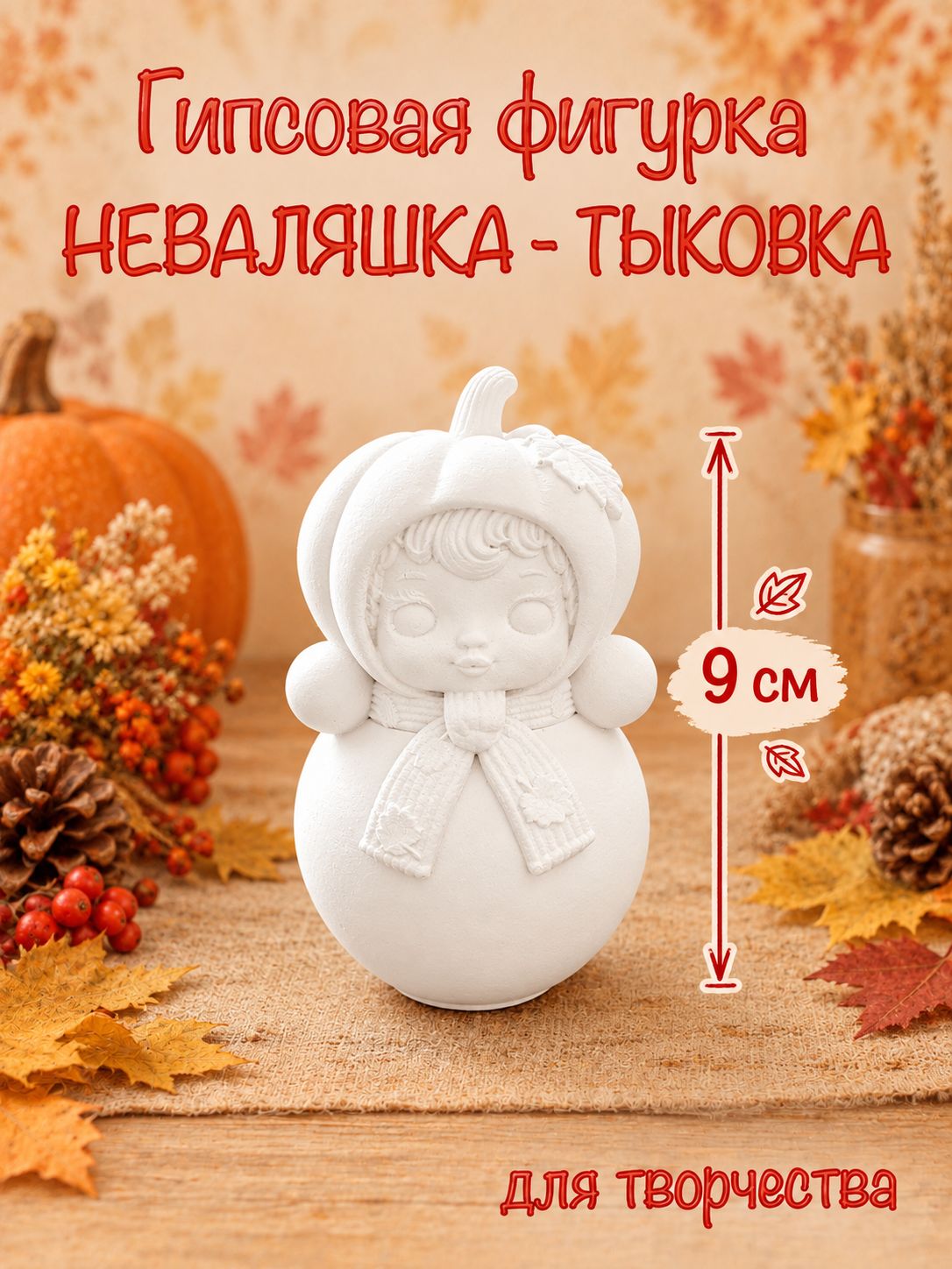 Фигурка гипсовая "Неваляшка - тыковка", 1 шт