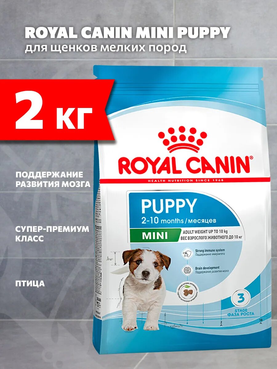 Корм сухой Royal Canin Mini Puppy для щенков мелких пород в возрасте до 10 месяцев, 2 кг