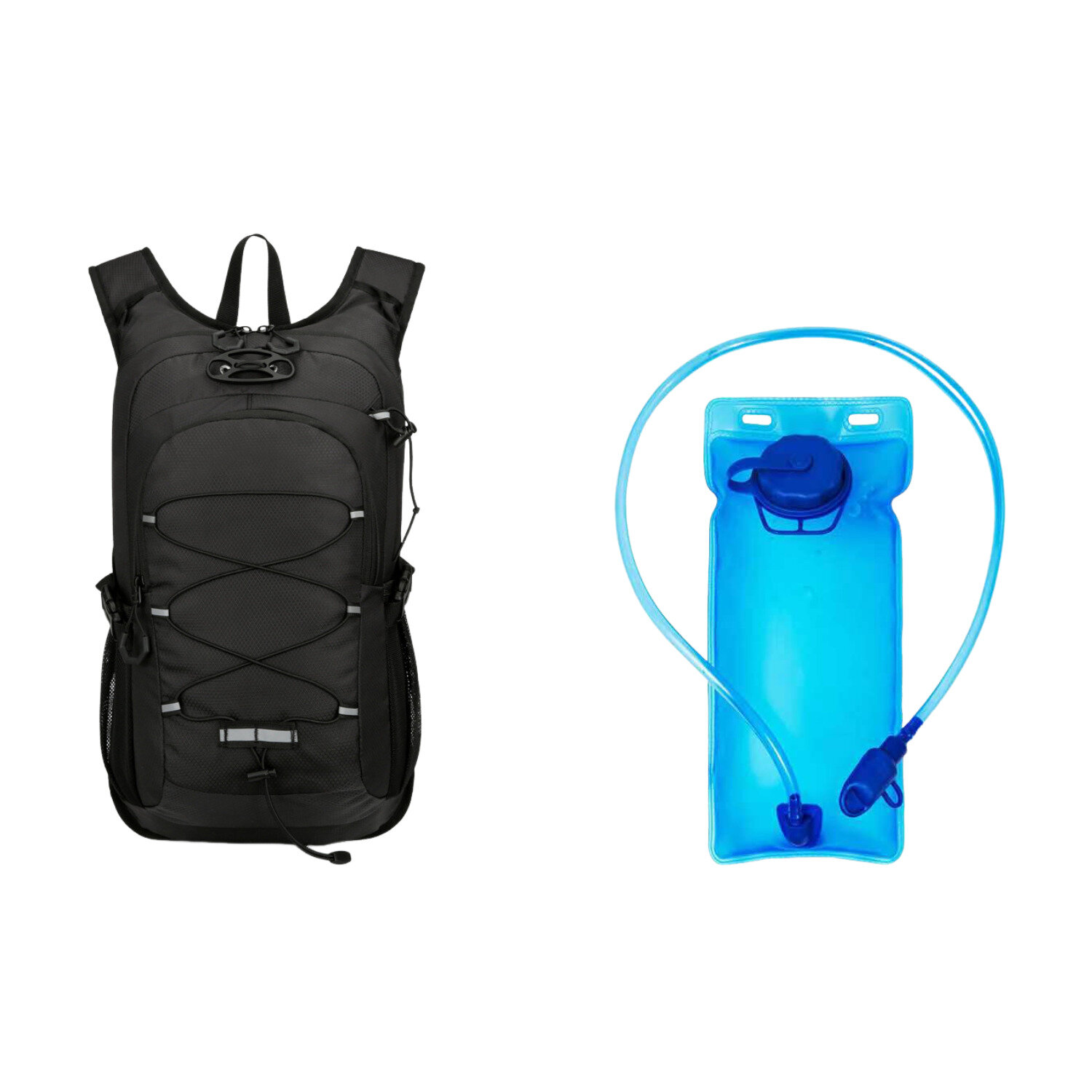 Водонепроницаемый рюкзак для велосипедных путешествий, рюкзак спортивный большой объем износостойкий, рюкзак для открытого воздуха из полиэстера + гидробак 2L, черный, водонепроницаемый нейлон, объем 20-35L, одноручный, двусторонний, ручной, гидробак