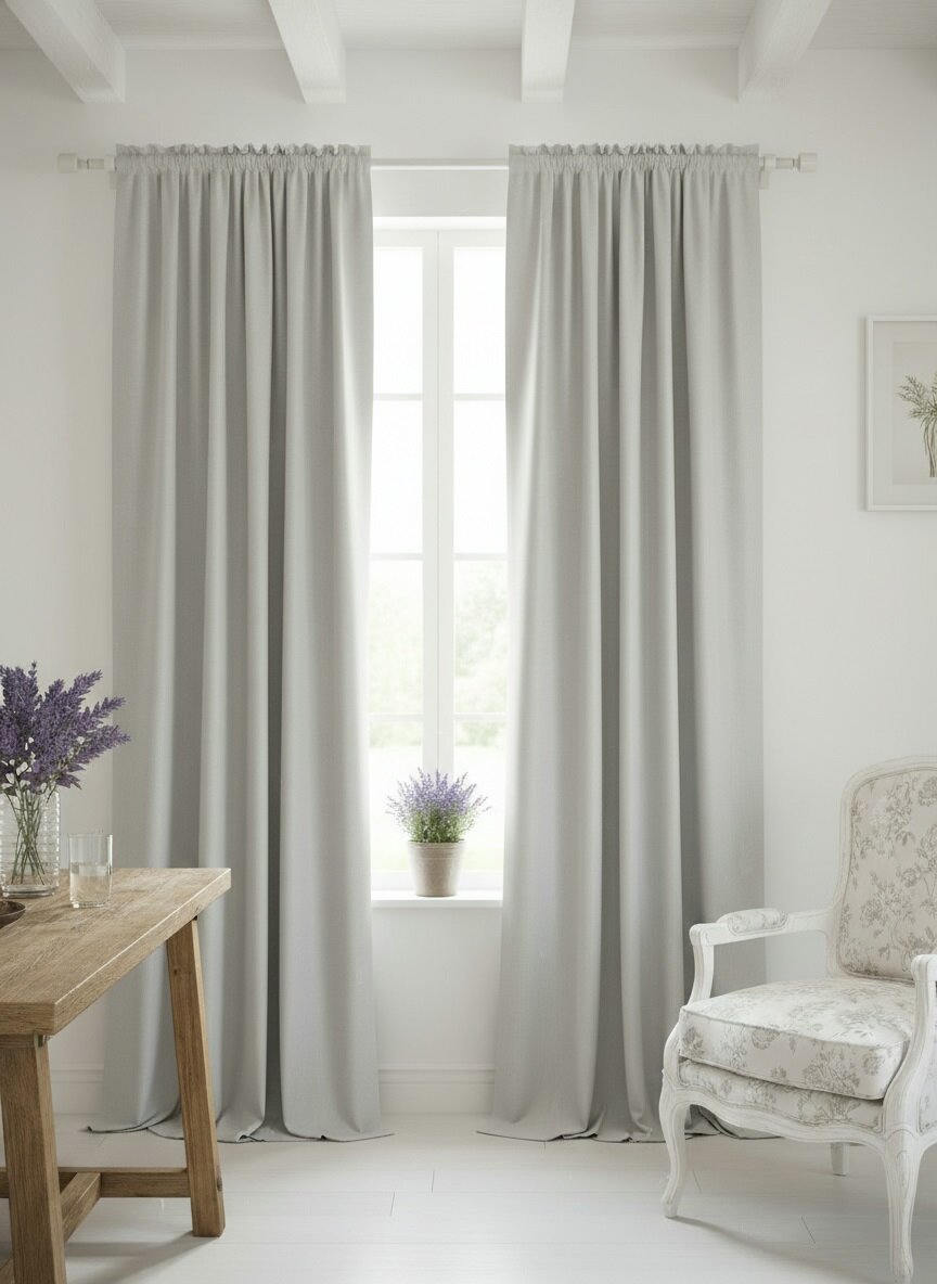 Шторы для гостиной Икеа Майгулл на ленте, 145х250 см, полиэстер, 2 полотна, светло-серый