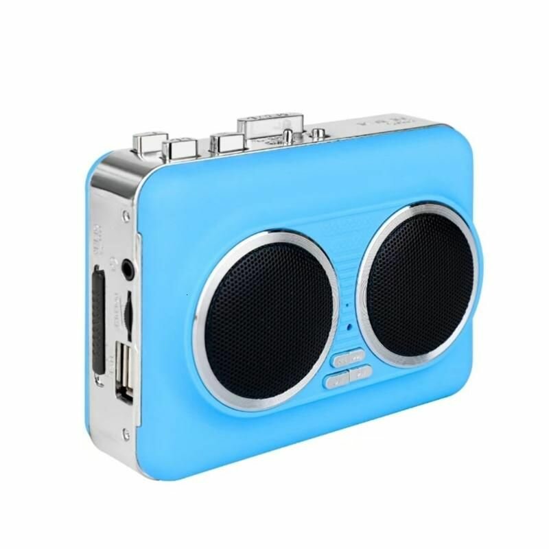 Портативный проигрыватель кассет с USB и 3.5 мм разъемом, Синий