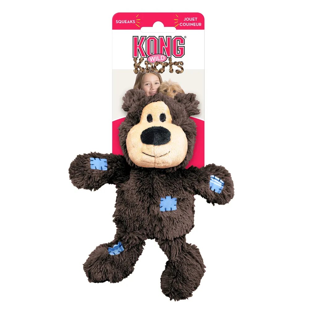 Kong Wild Knots Bear Мягкая игрушка для собак Медвежонок, S/M, коричневый, kong для собак