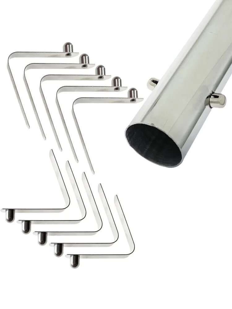 Комплект пружинных кнопочных фиксаторов V-образных для труб 30-50 мм с литой кнопкой D8x11,2 мм (10 шт.)