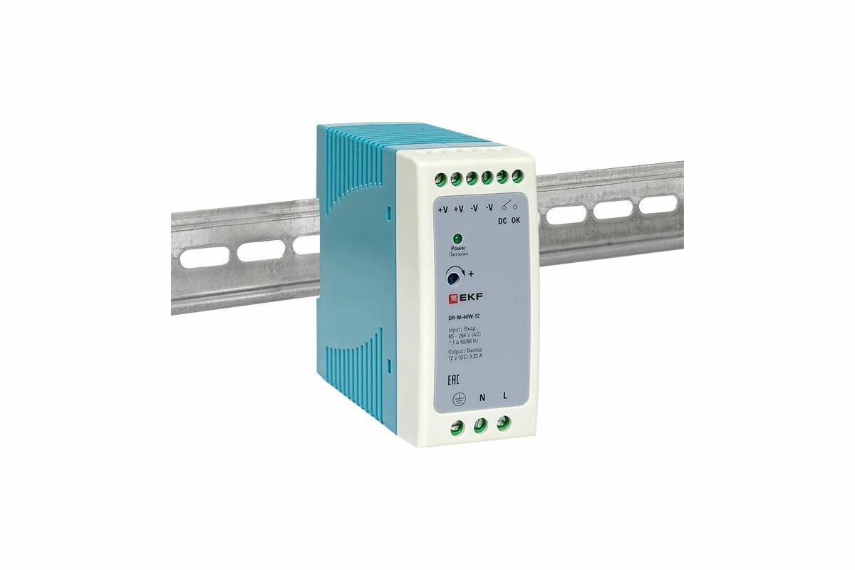 Блок питания 12В DC 40Вт, Uвх 220В AC, Uвых - 12В DC EKF