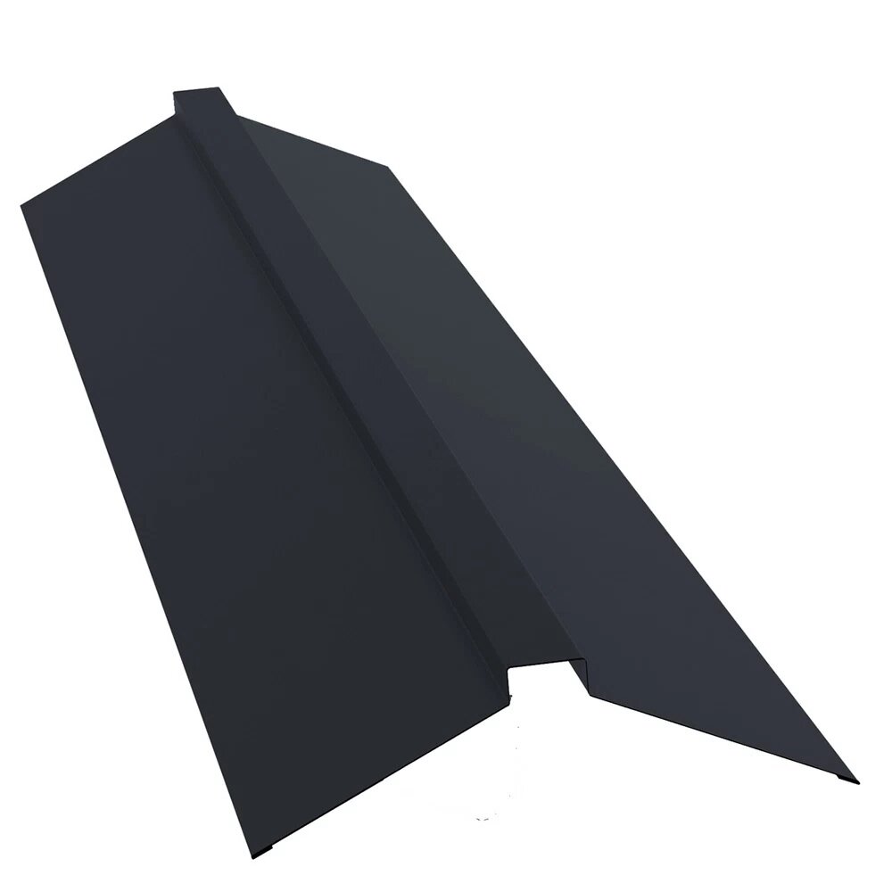 Конек для металлочерепицы 115х30х115 мм 2 м плоский с пазом графитово-серый RAL 7024 матовый satin matt 424935