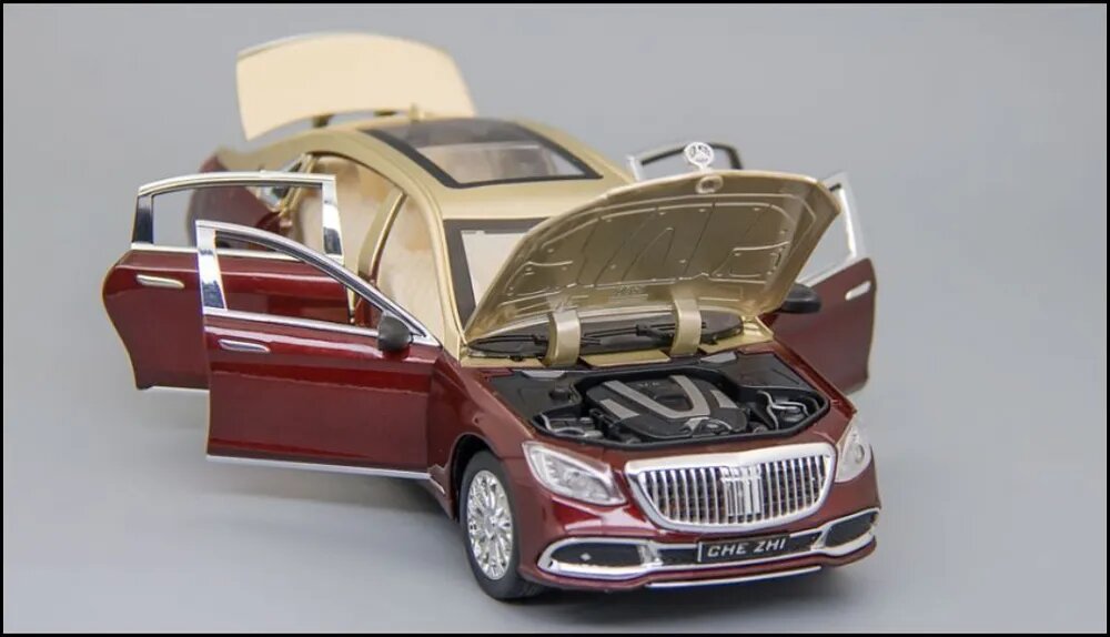 Машинка металлическая 21 см 1:24 Mersedes Benz Maybach S600 открываются двери, капот