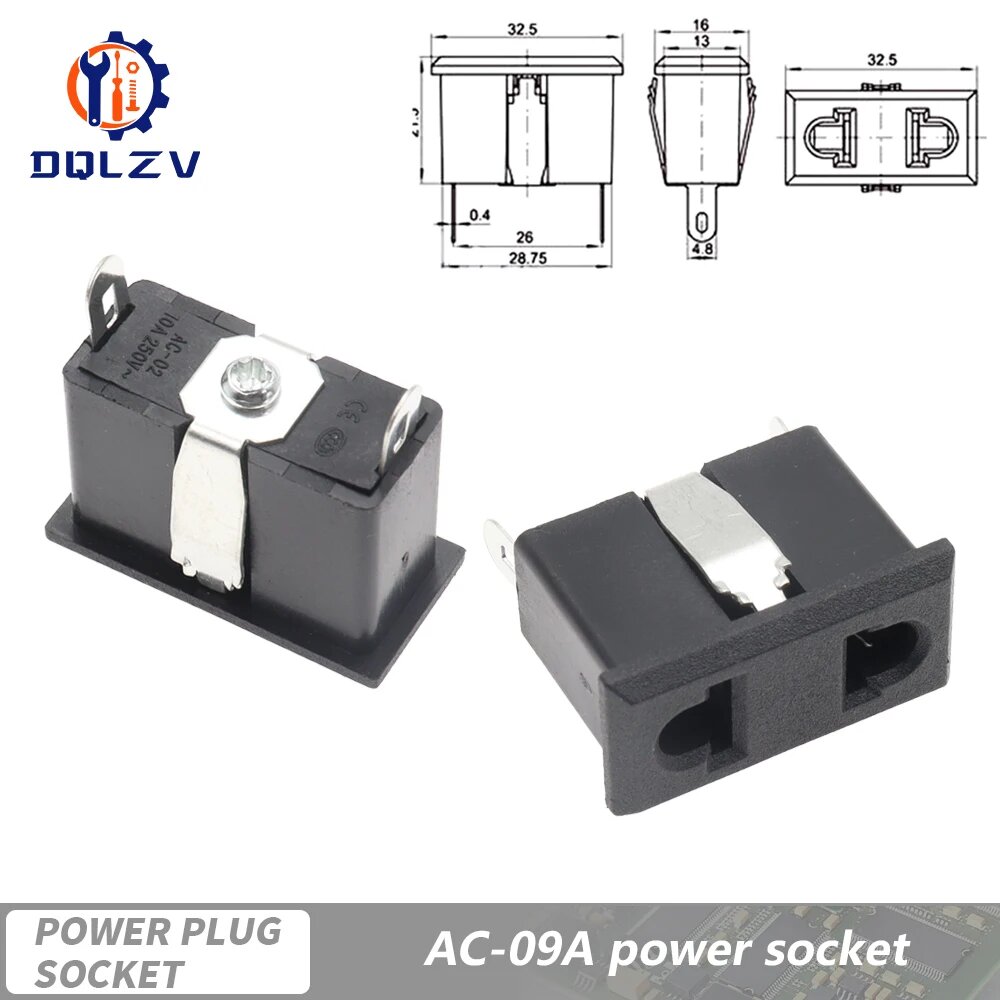 Розетка питания AC-09A IEC C14, 1PCS