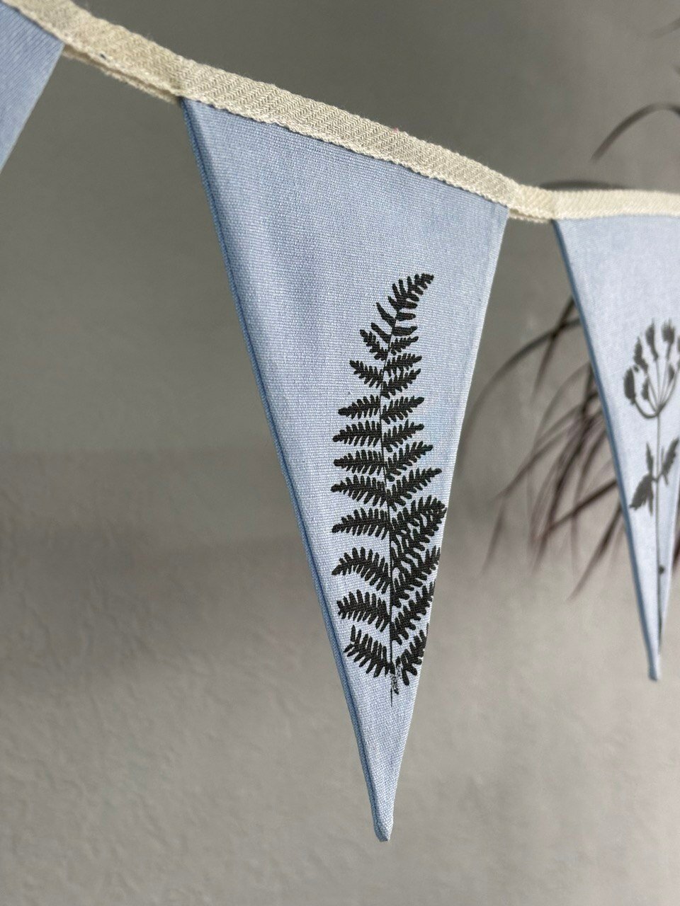 Флажки интерьерные тканевые, ботаническая тема, 9 флажков, флажки хлопок, натуральная ткань, 100% хлопок