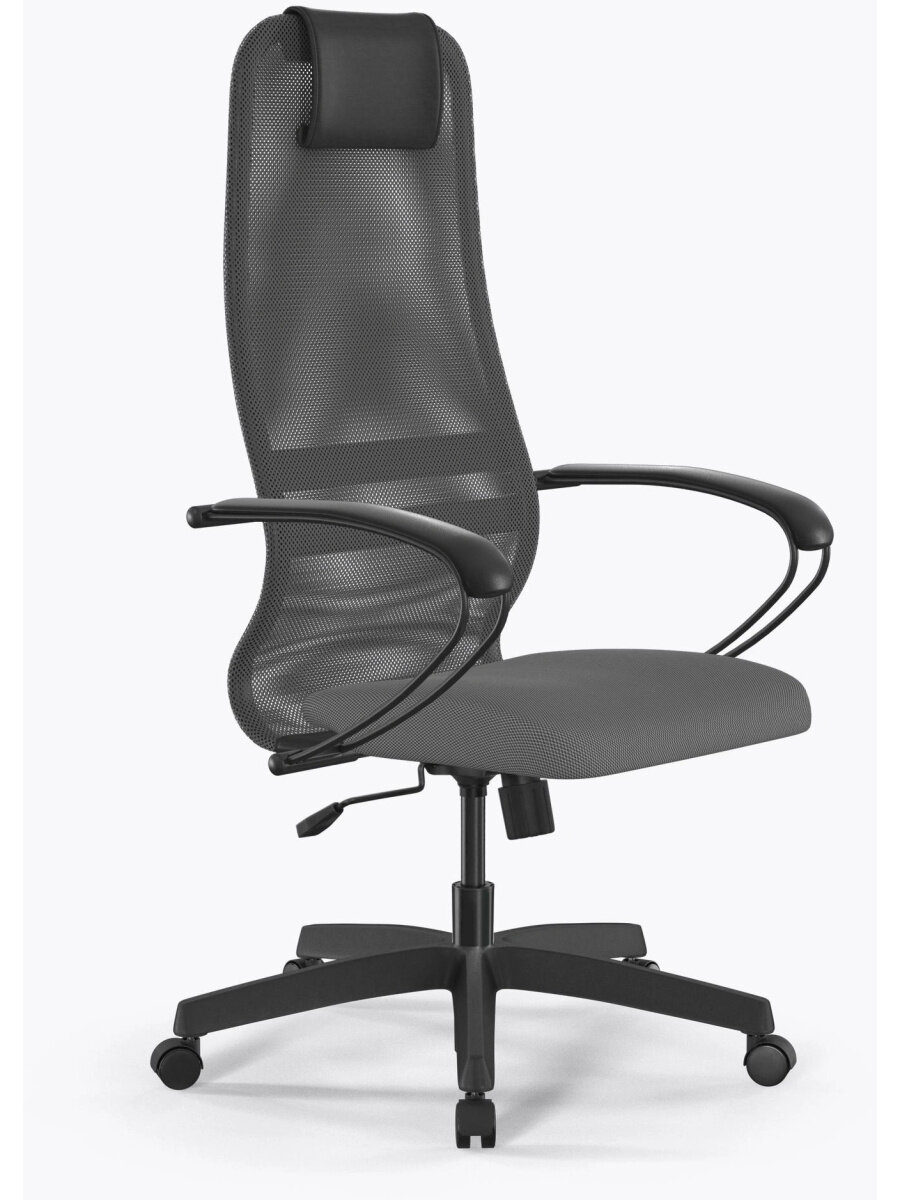 Кресло метта SU-B-8, на колесиках, сетка/ткань, светло-серый [z3f2.12.1.222]