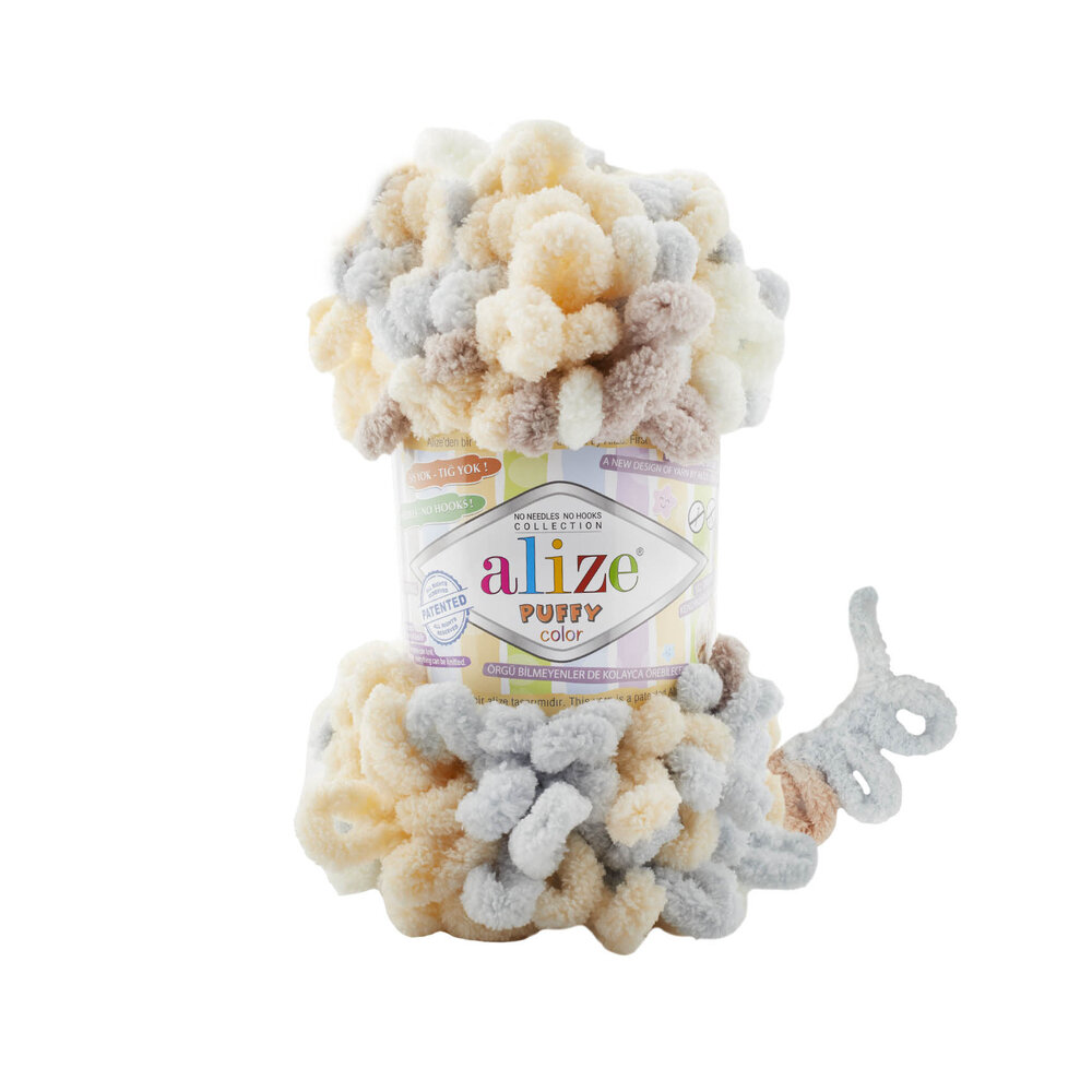 Пряжа для вязания Alize Puffy color 6463 светло-бежевый 1 моток 100 гр/9 м 100% микрополиэстер
