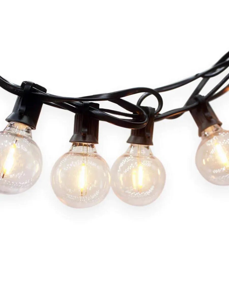 Гирлянда G40, для внутреннего дворика, 10м, 20 круглых лампочек, теплый белый цвет