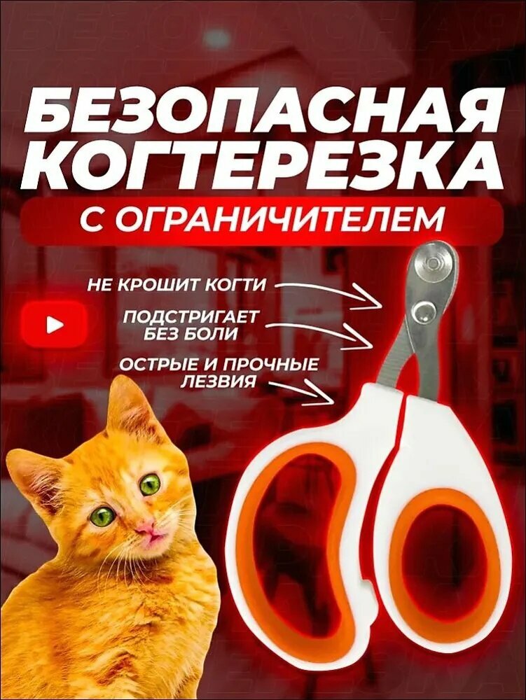 Когтерезка для кошек с ограничителем, ножницы для кошек.