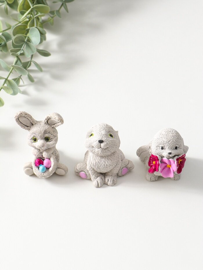 Набор фигурок 3 шт. Весёлые кролики, 6×5 см