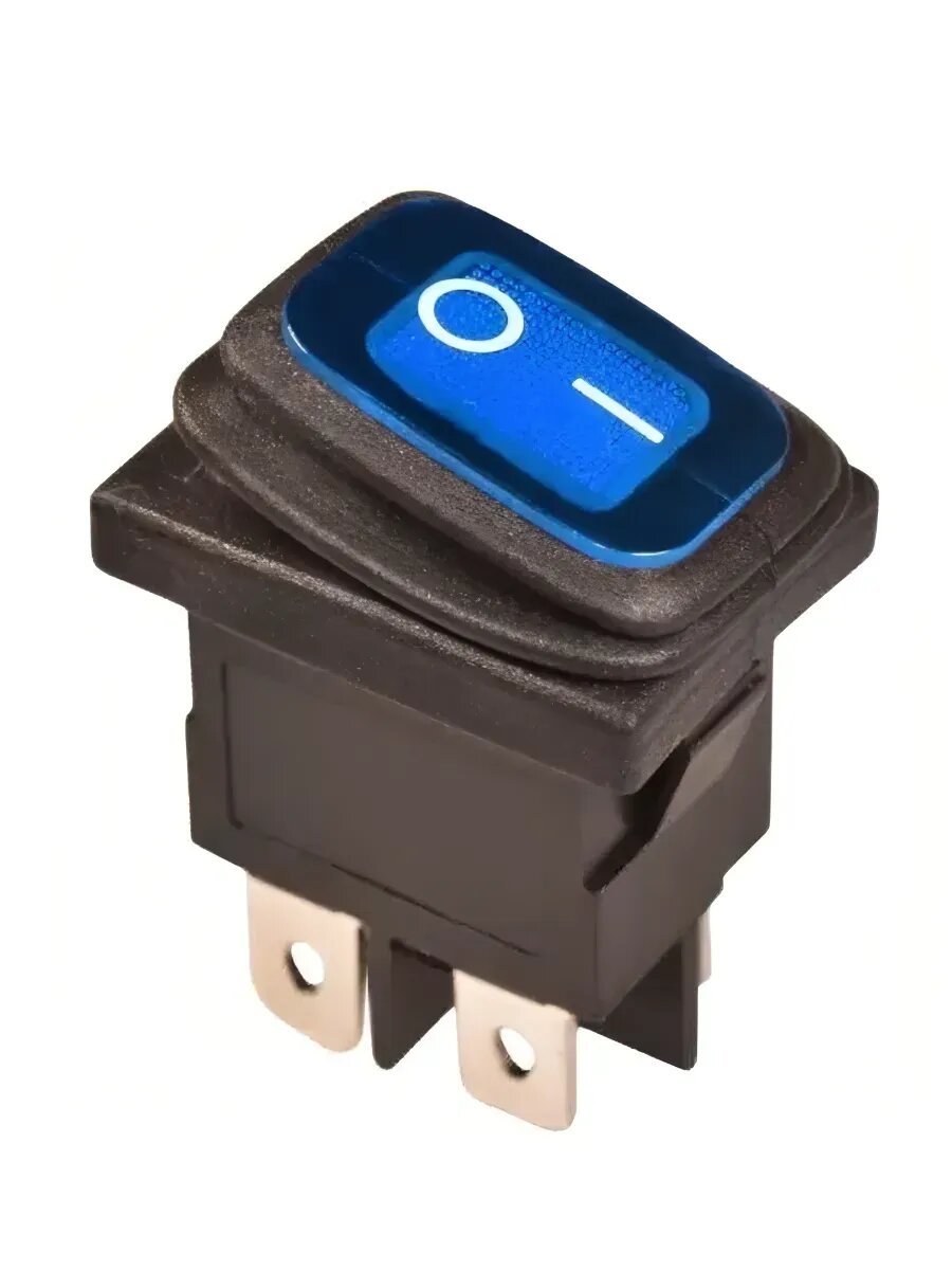Кнопка влагозащищенная клавишная Мини 250V/6A (4C) синяя