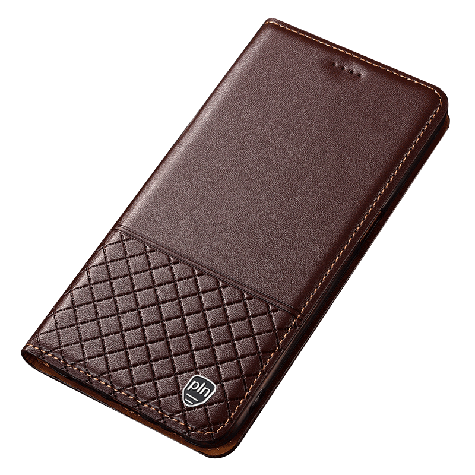 Чехол-книжка MyPads Premium для Samsung Galaxy S22 Ultra из натуральной кожи с стеганой прошивкой коричневый