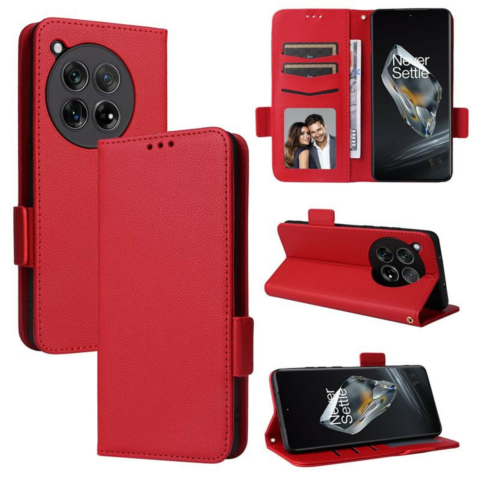 Чехол-книжка MyPads для OnePlus 12 6.82 с RFID-защитой и подставкой красный