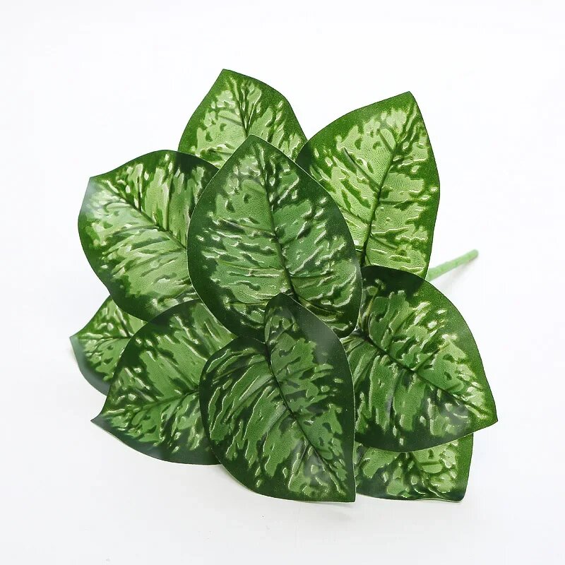 Искусственные растения листья монстеры 33 см, 9 головок, зеленые, красные, фиолетовые, Декор для дома и сада, поддельные растения, реквизит для фотосъемки на свадьбу, день рождения