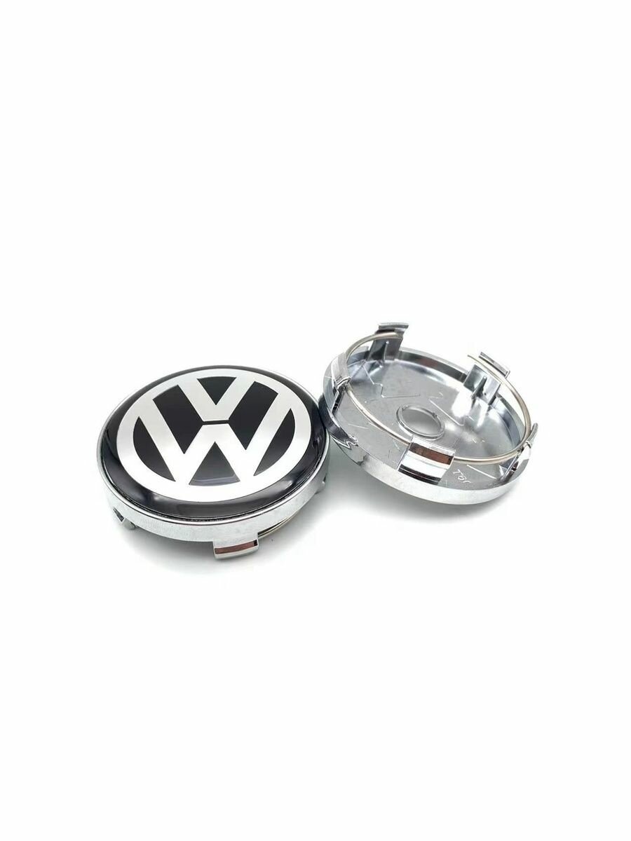 Колпаки ступичные Volkswagen 60 мм, комплект 4 шт — ABS+алюминий, с логотипом VW, защита от грязи и соли, монтаж
