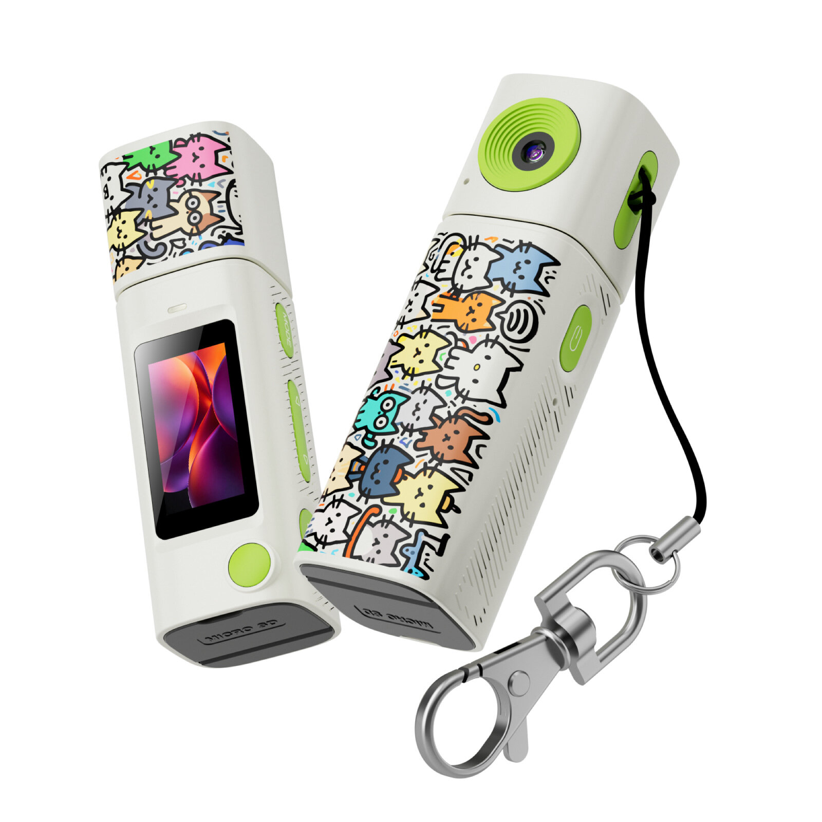 Мини-камера G10 Youth Series 2K HD на брелоке с поворотным объективом 230° и TFT экраном для влога и путешествий