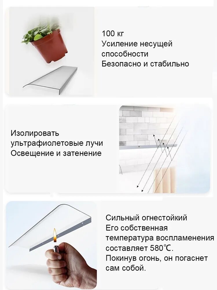Козырек над крыльцом из поликарбоната прозрачный для защиты от солнца и дождя — фото 1