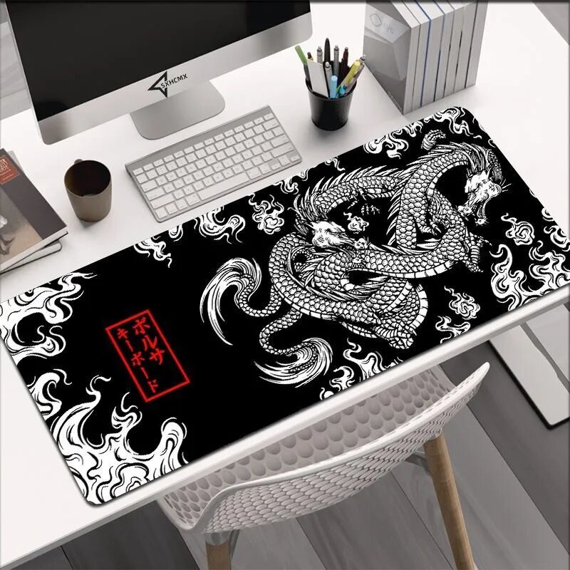 Коврик для мышки игровой XXXL 1200*600 мм красный черный с драконом