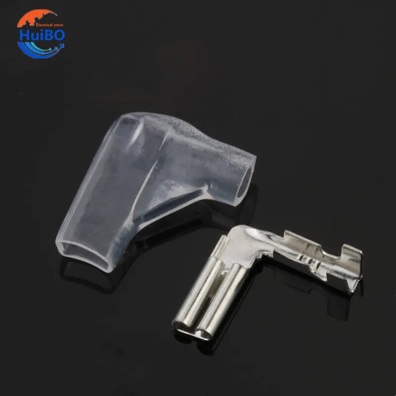 100 комплектов (200 шт.) 2,8 мм гнездовых клемм-флажков с оболочкой, пружинных, холоднопрессованных, для соединения проводов и кабелей