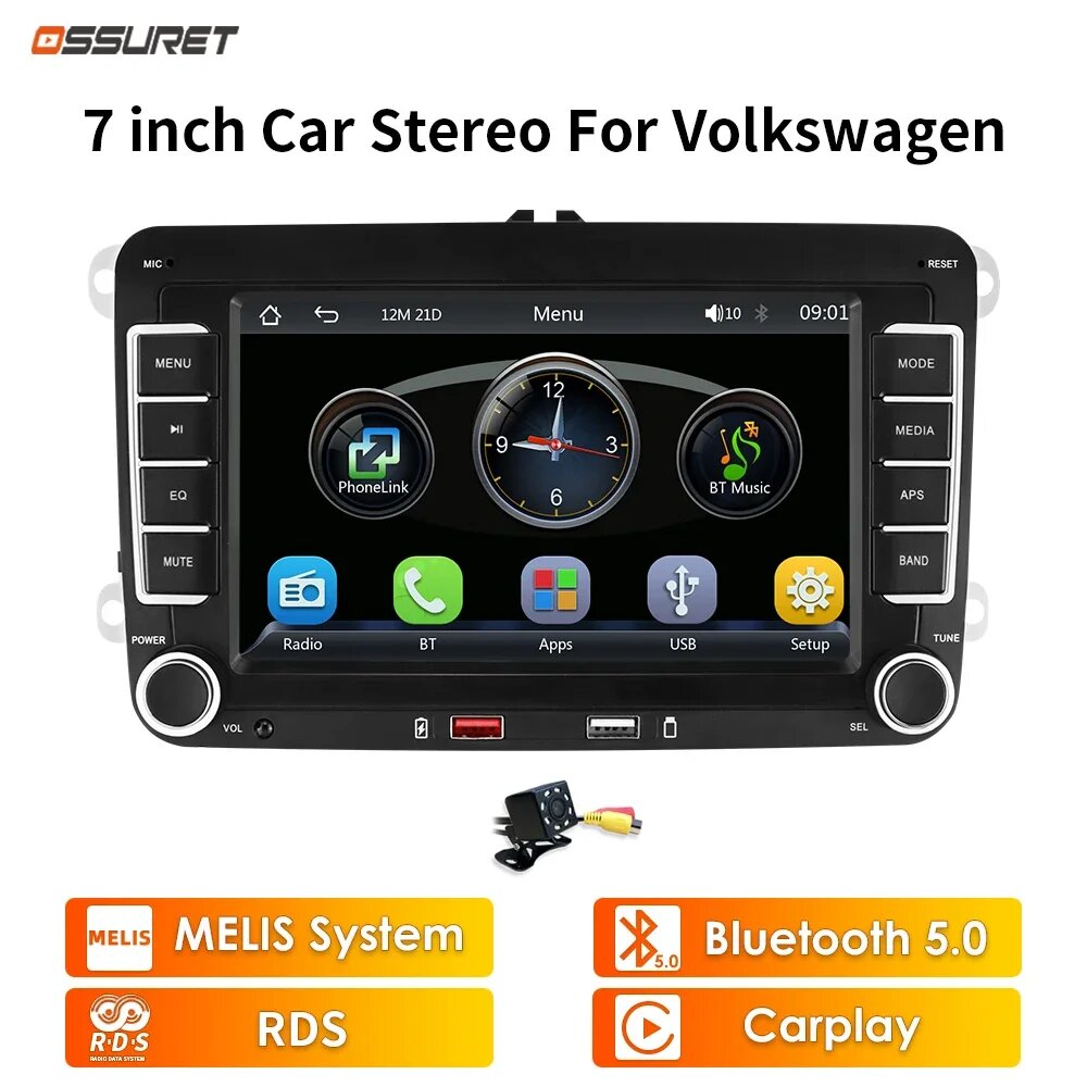 Автомагнитола CarPlay для VW Volkswagen Golf Passat B6 B7 Polo Jetta Tiguan Carplay with camera