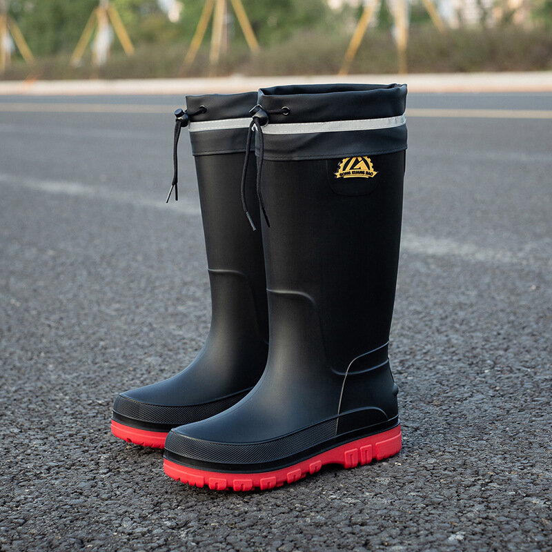Мужские высокие резиновые сапоги, нескользящие водонепроницаемые сапоги, водонепроницаемая обувь, износостойкие резиновые сапоги для взрослых, резиновые туфли для рыбалки и прогулок по пляжу. Размер обуви. EU:42