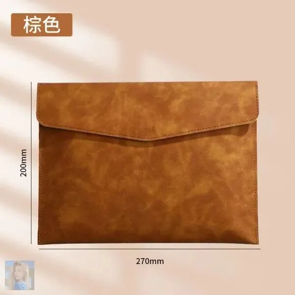 Папка-конверт А4 из экокожи, коричневая, для документов, 270x200 мм, 1 шт.