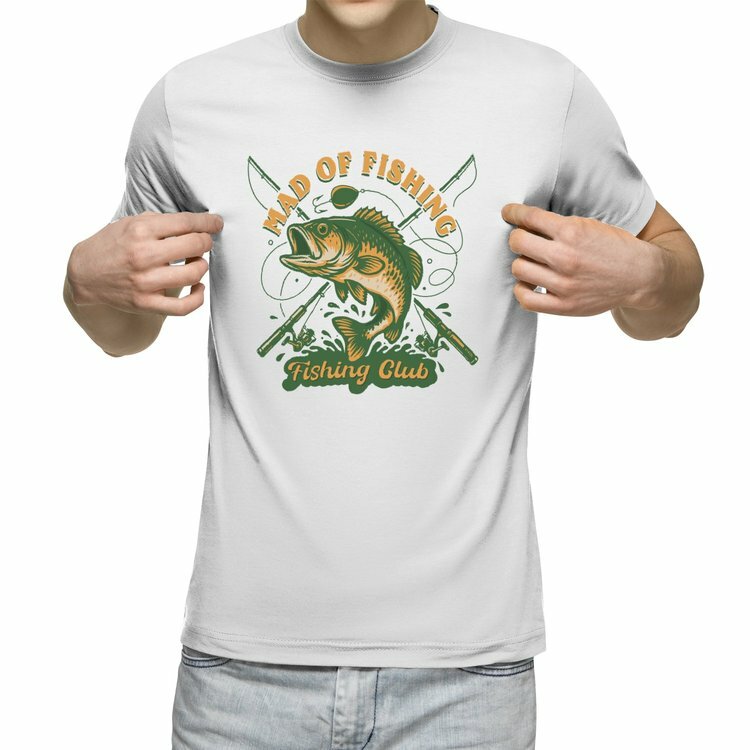 Мужская футболка «Для рыбака. Без ума от рыбалки.» (белый, 3XL)