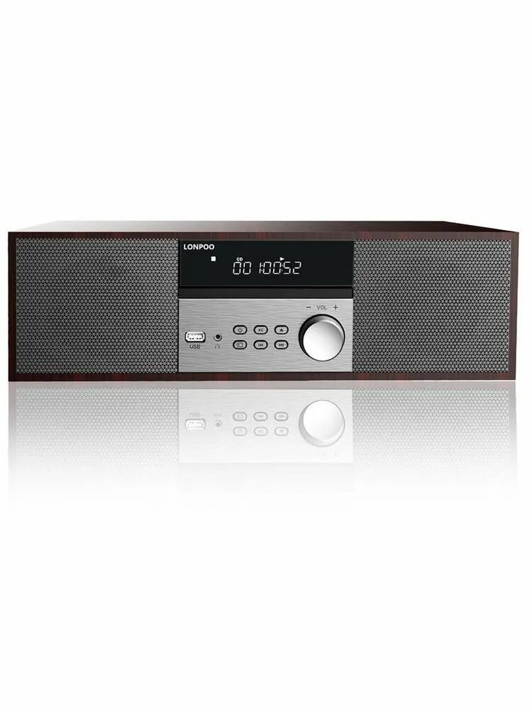 Стереосистема с CD-плеером 40W RMS, поддержка FM/Bluetooth/USB/AUX, акустические колонки, разъём для наушников, пульт дистанционного управления