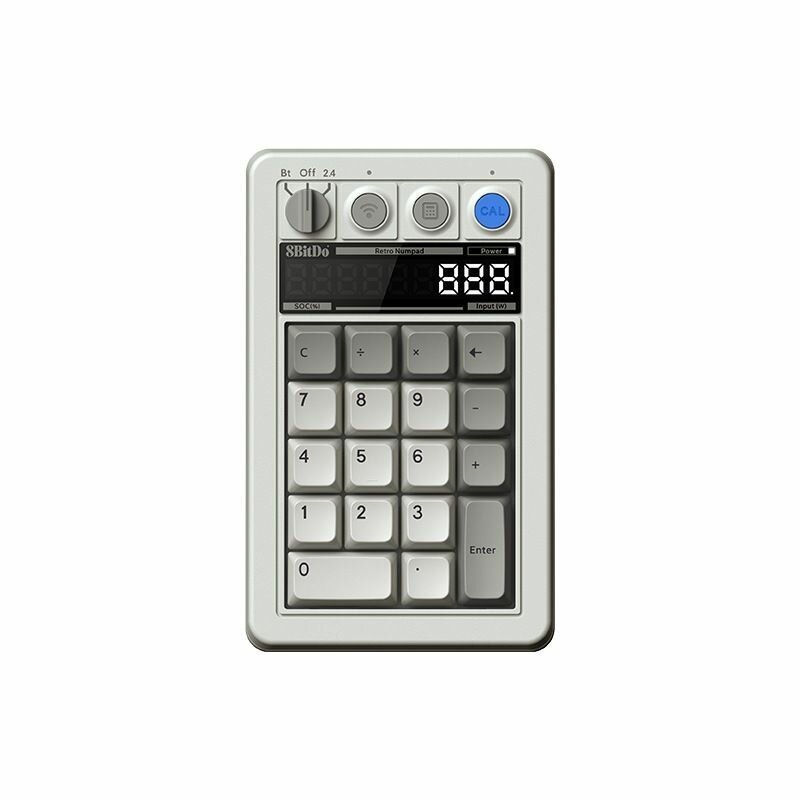 8BitDo Игровая клавиатура проводная 18 Mechanical Numpad, Английская раскладка, светло-серый
