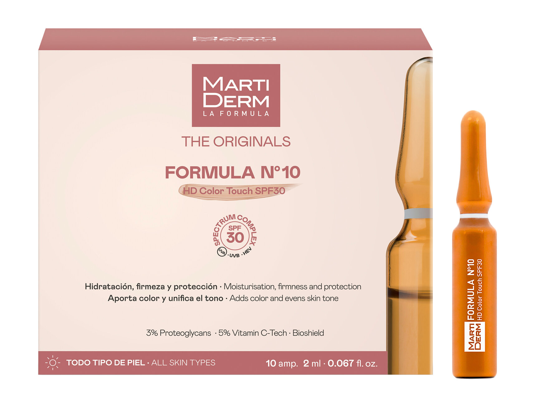 MARTIDERM Ориджиналс Формула 10 HD Color Touch SPF 30 Ампулы для лица дневные, 10х2 мл