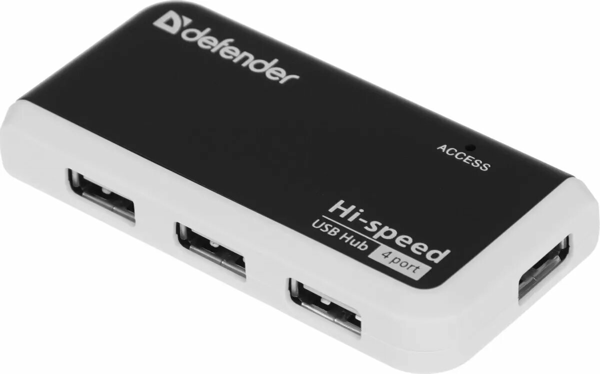 USB концентратор Defender Quadro Infix USB 2.0 4 порта черный (83504), Количество портов USB- 4,
