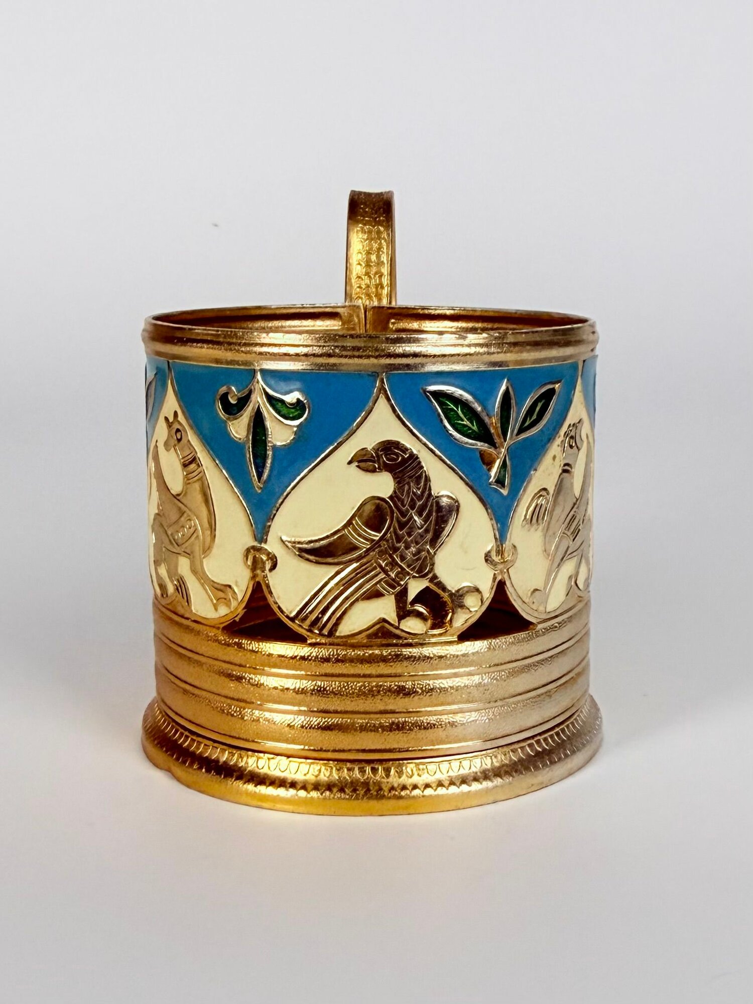 Редкий винтажный подстаканник СССР, алюминий, эмаль