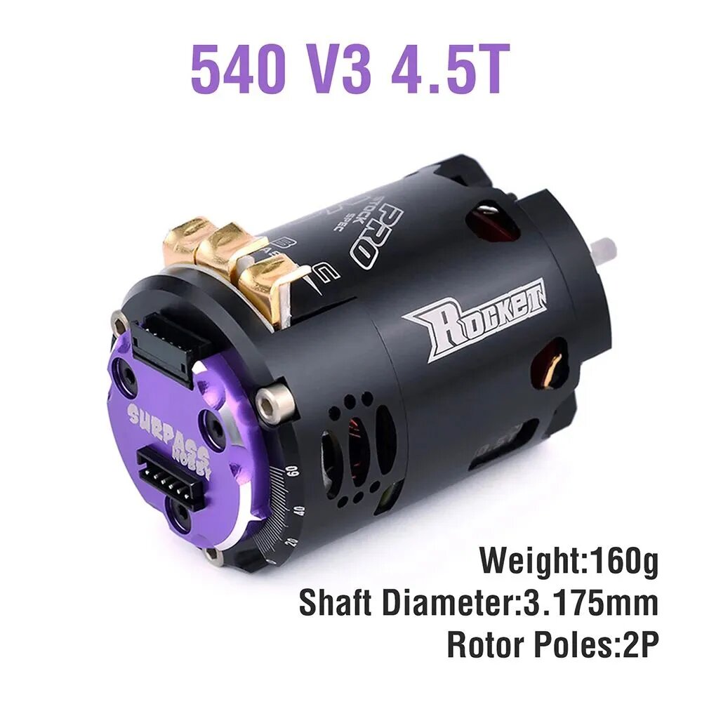 Бесколлекторный мотор Surpass Hobby Rocket 540 V3 для модифицированных гоночных радиоуправляемых дрифт-каров масштаба 1/10 и 1/12.