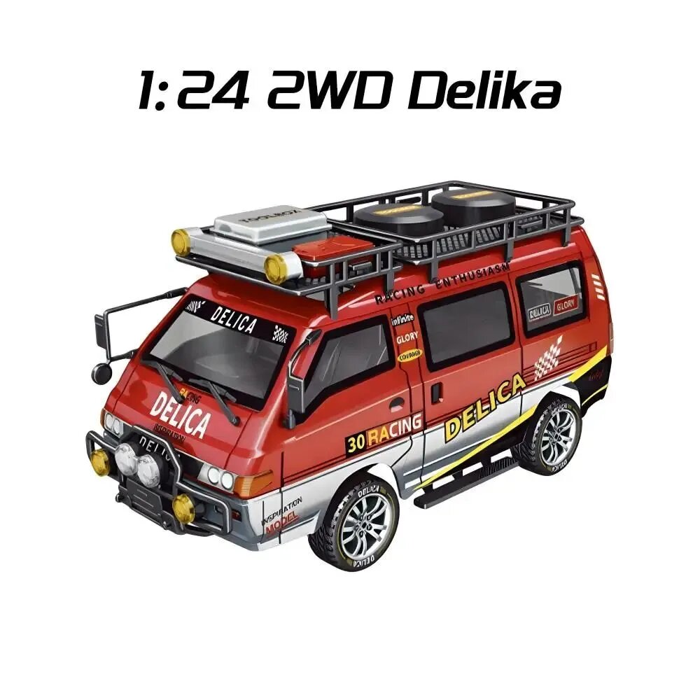 Радиоуправляемая модель 9IMOD Delica, 1:24, 2WD/4WD версии, с управляемыми фарами, багажником на крыше, пропорциональным управлением, подарок