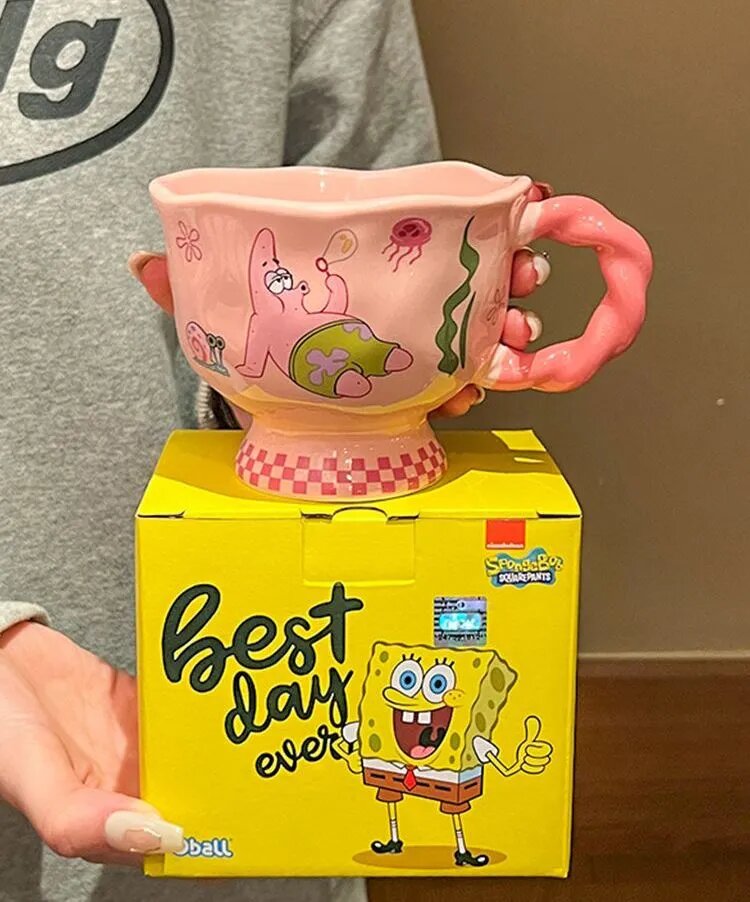 Крышка для кружки, чашки, стакана "Губка Боб", керамика, диаметр 15 см