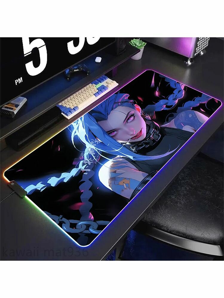 Коврик игровой Jinx League of Legends "Speed + Control", нескользящее основание, RGB-подсветка