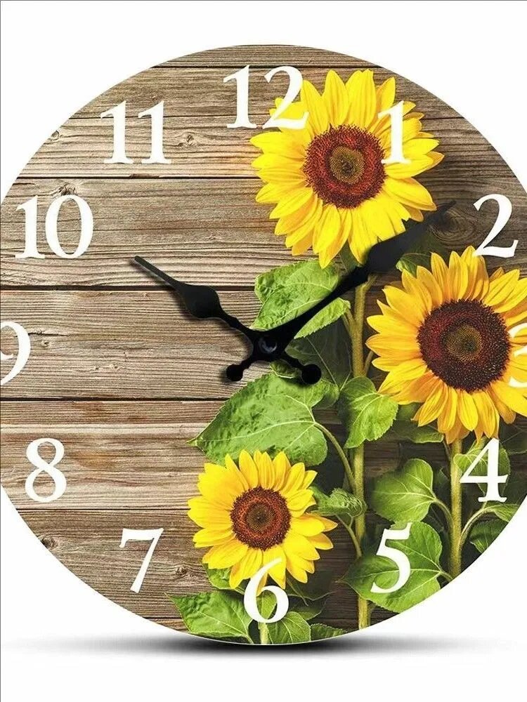 Настенные часы Подсолнух, деревянные, круглые, для дома, с подсолнухами, декор, на батарейках