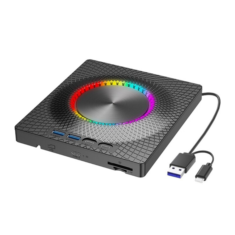 Портативный внешний дисковод с разъемом USB3.0 и Type C для быстрой передачи данных и записи дисков Идеально подходит для путешественников