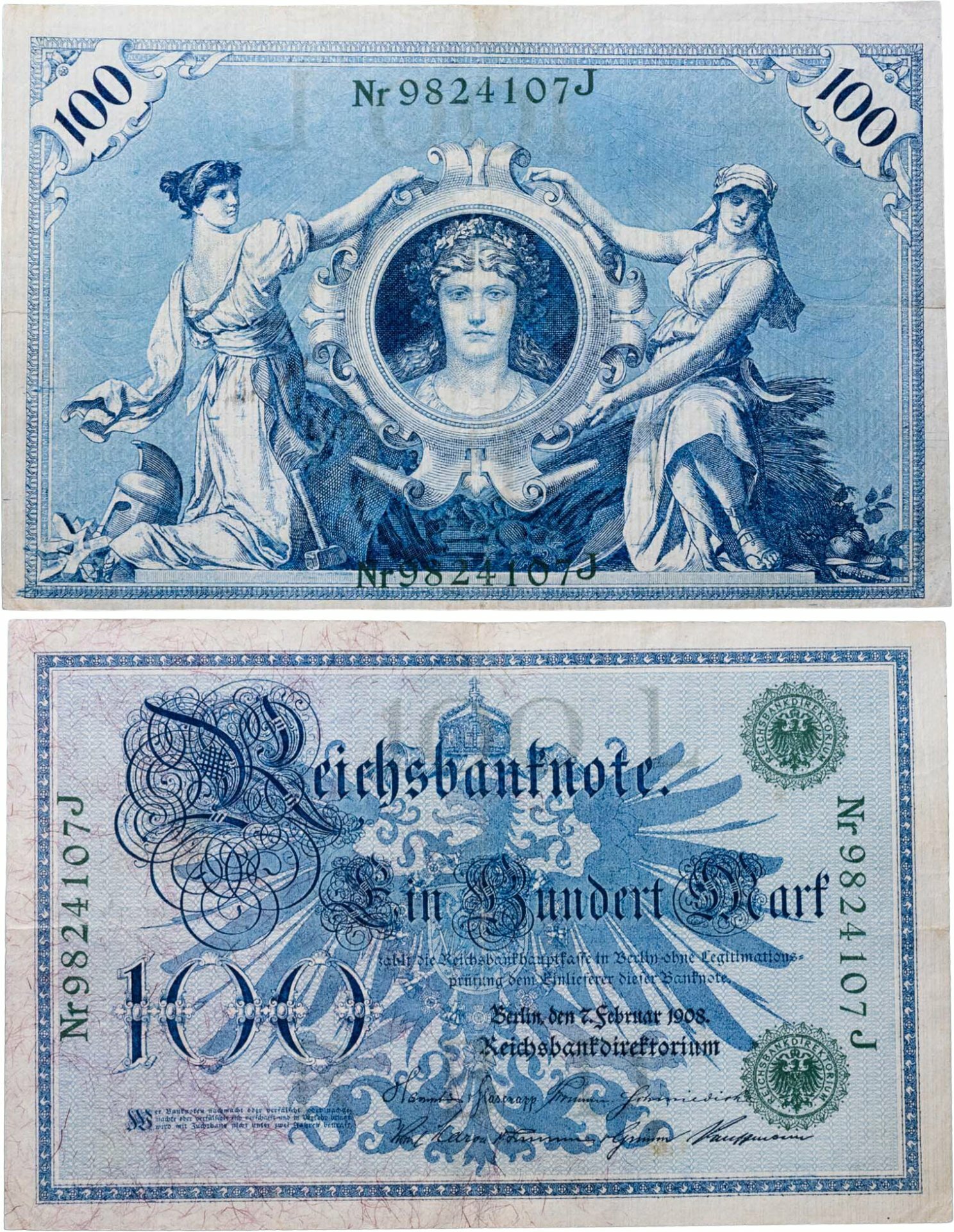 Германия 100 марок 1908 Зеленая печать