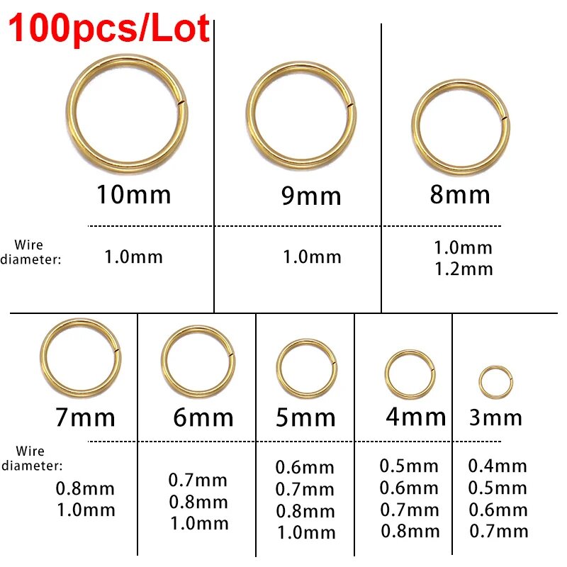 Разъёмные кольца Gold 100pcs для рукоделия